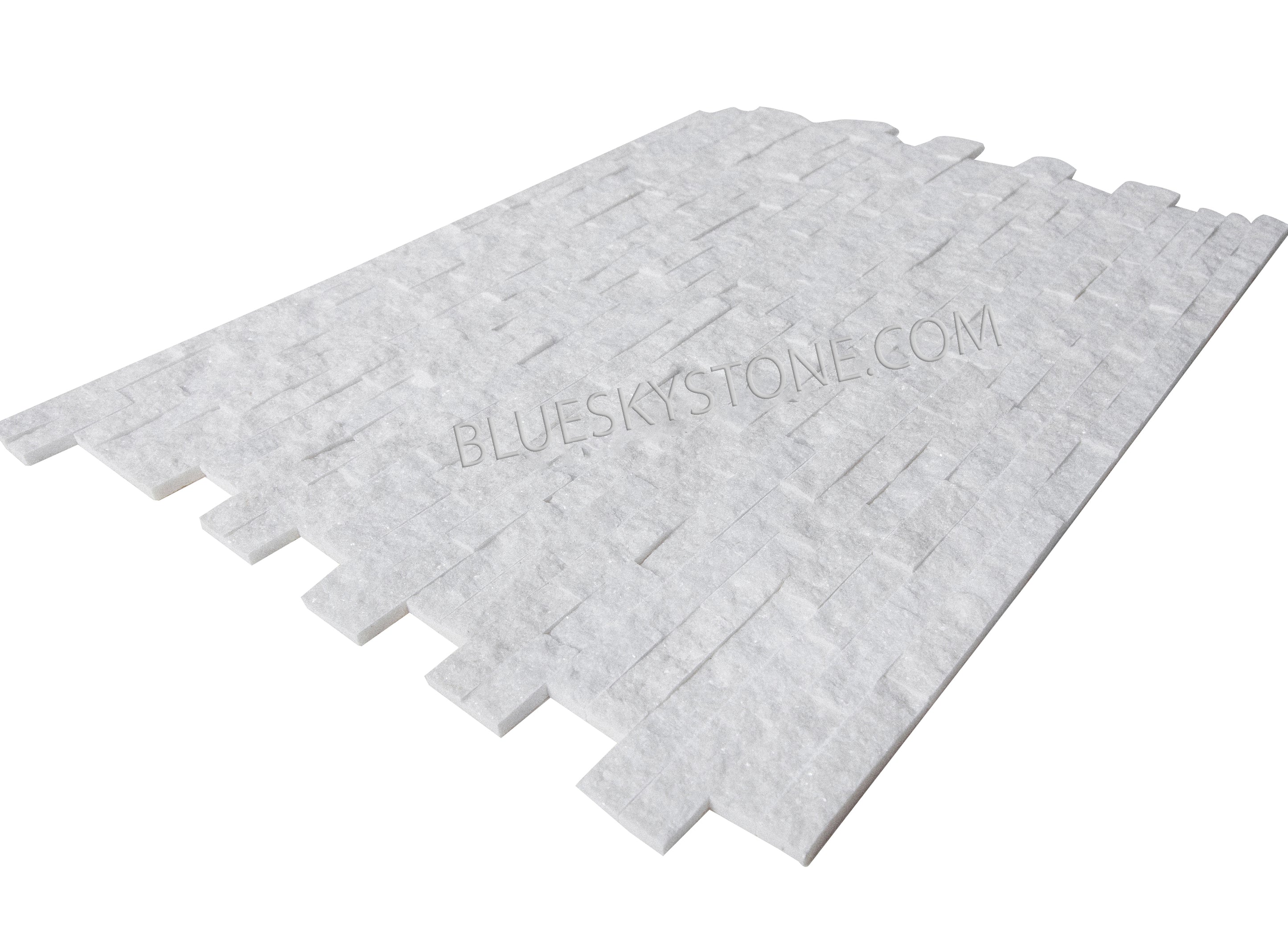 Split Face Tiles 3D Stacked Stone CRYSTAL WHITE SPARKLY | Bluesky Stone