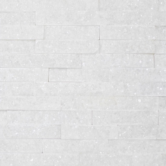 Split Face Tiles 3D Stacked Stone CRYSTAL WHITE SPARKLY | Bluesky Stone