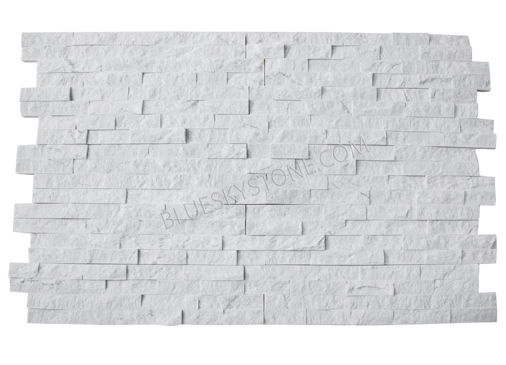 Split Face Tiles 3D Stacked Stone WHITE PEARL | Bluesky Stone